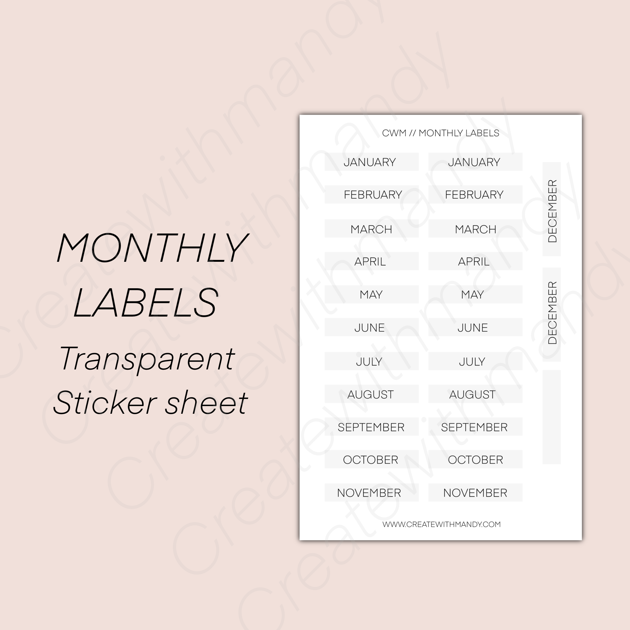 MONTHLY LABELS Sticker Sheet – CreatewithMandy