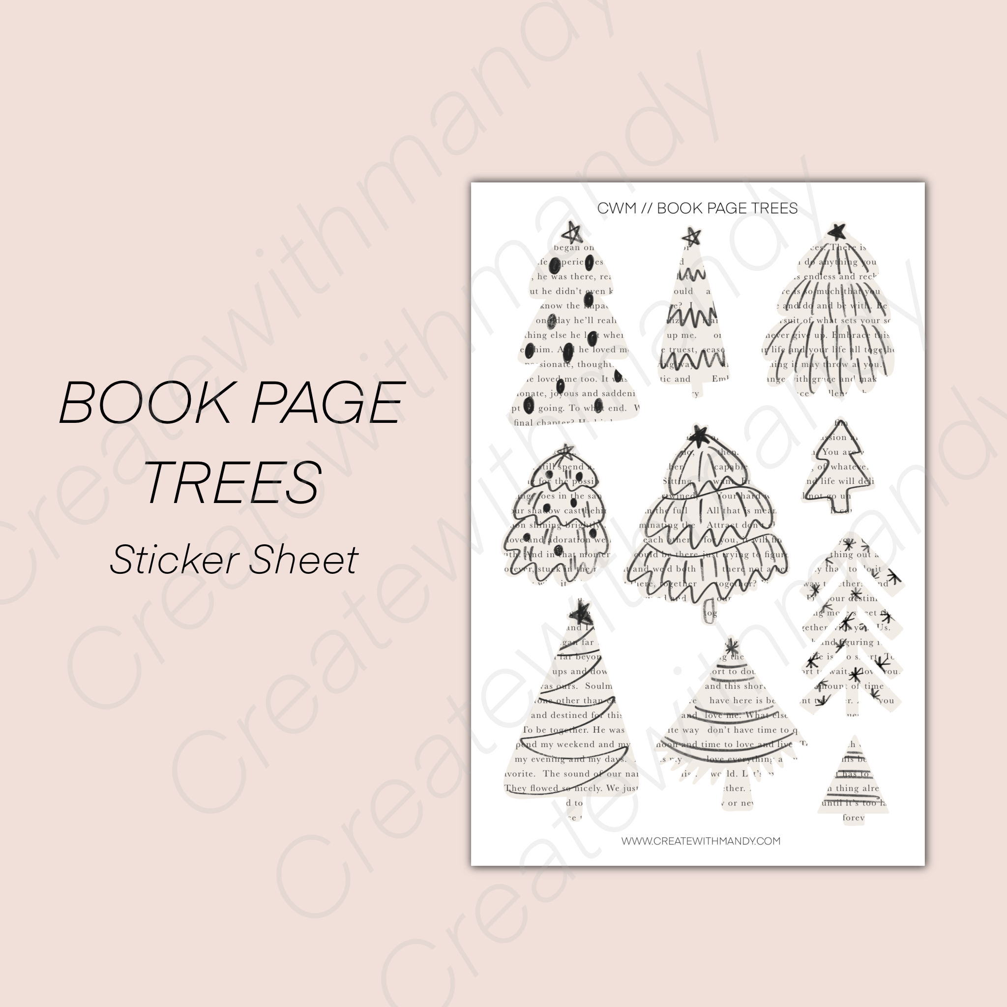 BOOK PAGE TREES Sticker Sheet – CreatewithMandy