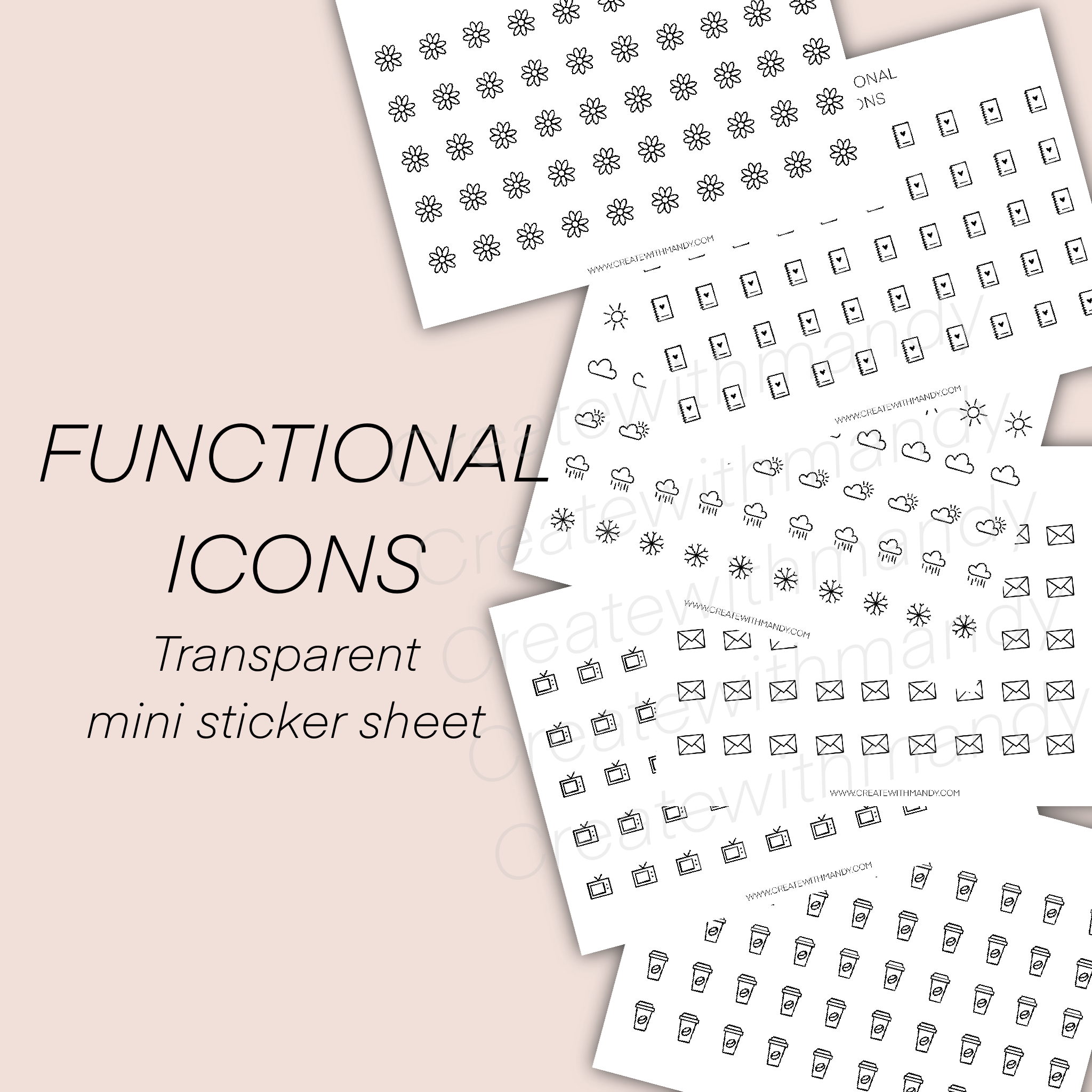 FUNCTIONAL ICONS Transparent Mini Sticker Sheets – CreatewithMandy