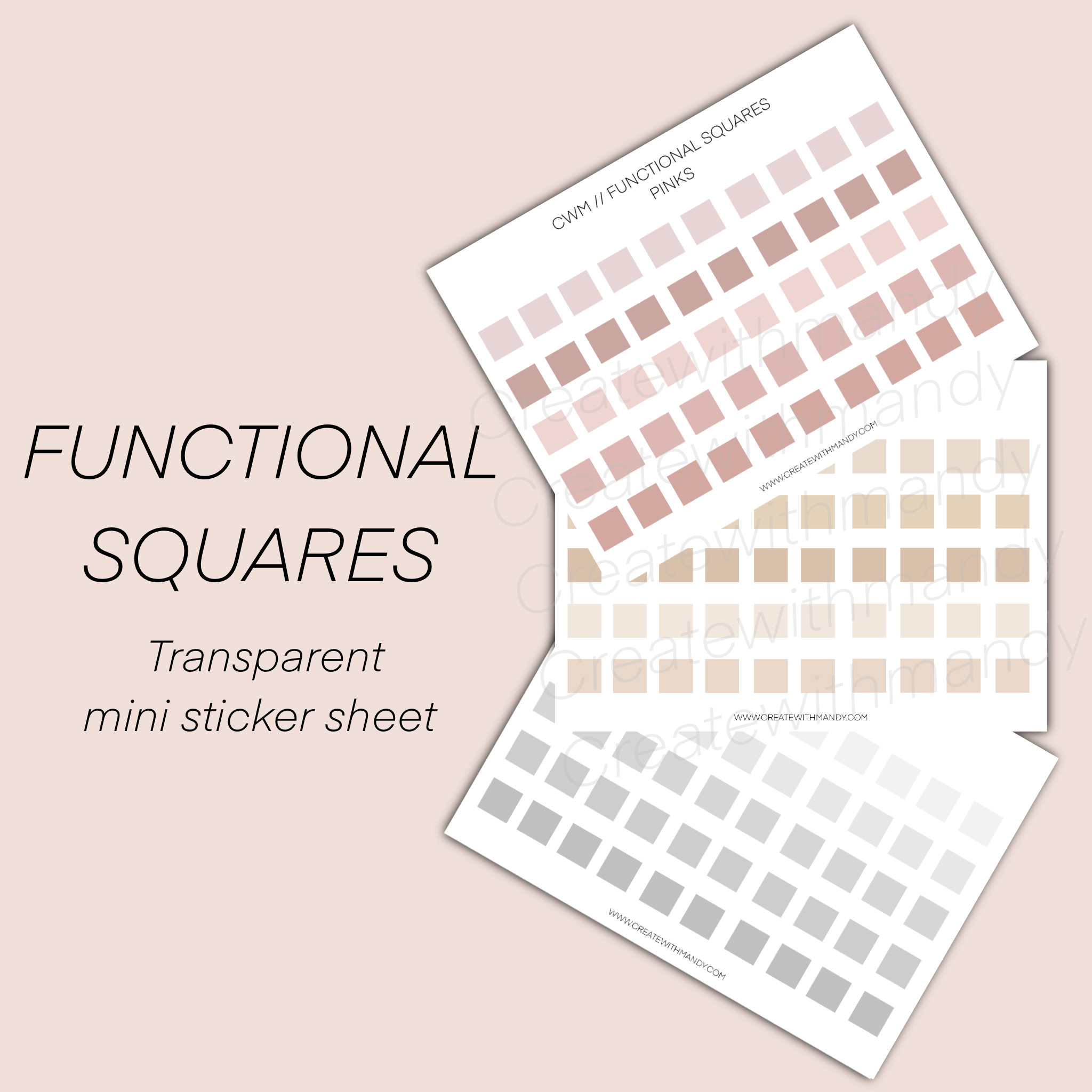 FUNCTIONAL SQUARES Transparent Mini Sticker Sheets – CreatewithMandy