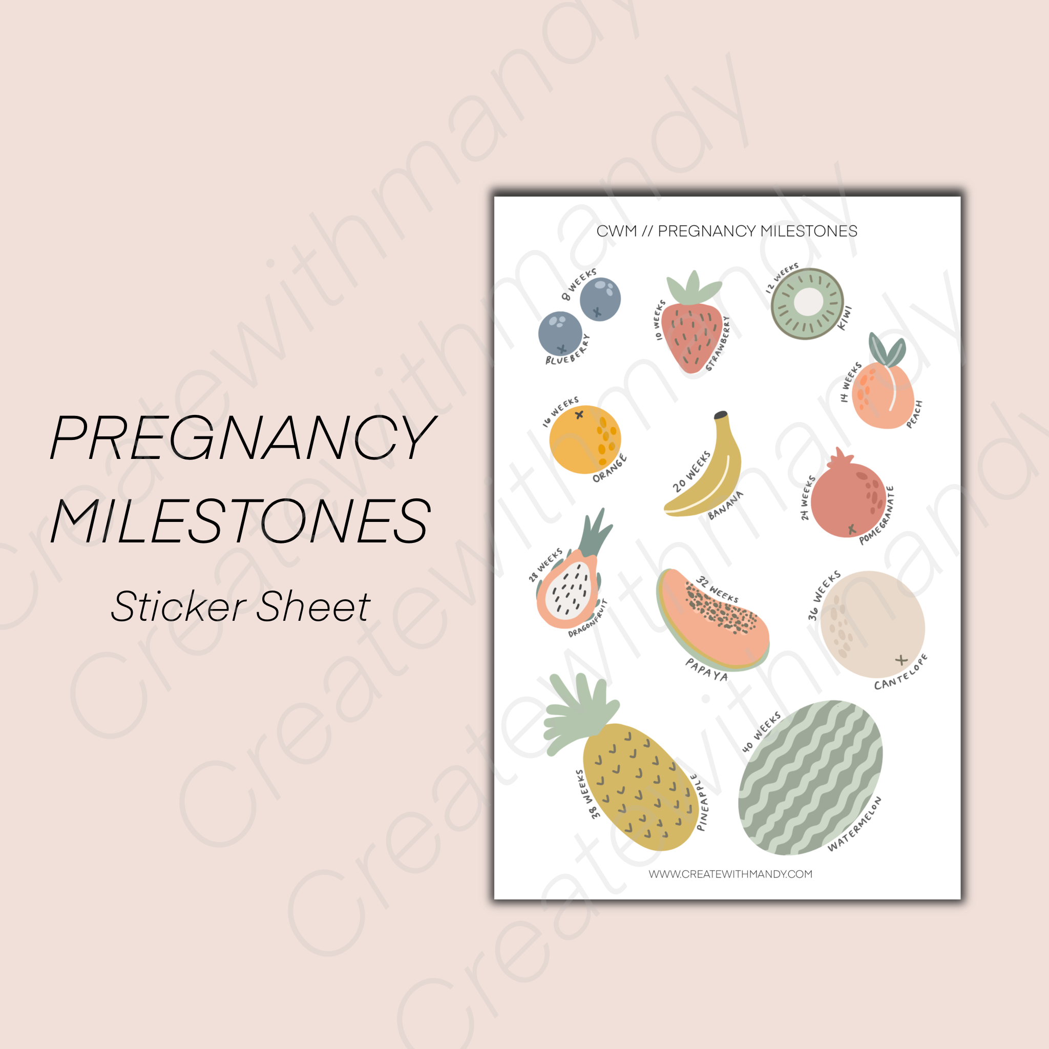 PREGNANCY MILESTONES Sticker Sheet – CreatewithMandy
