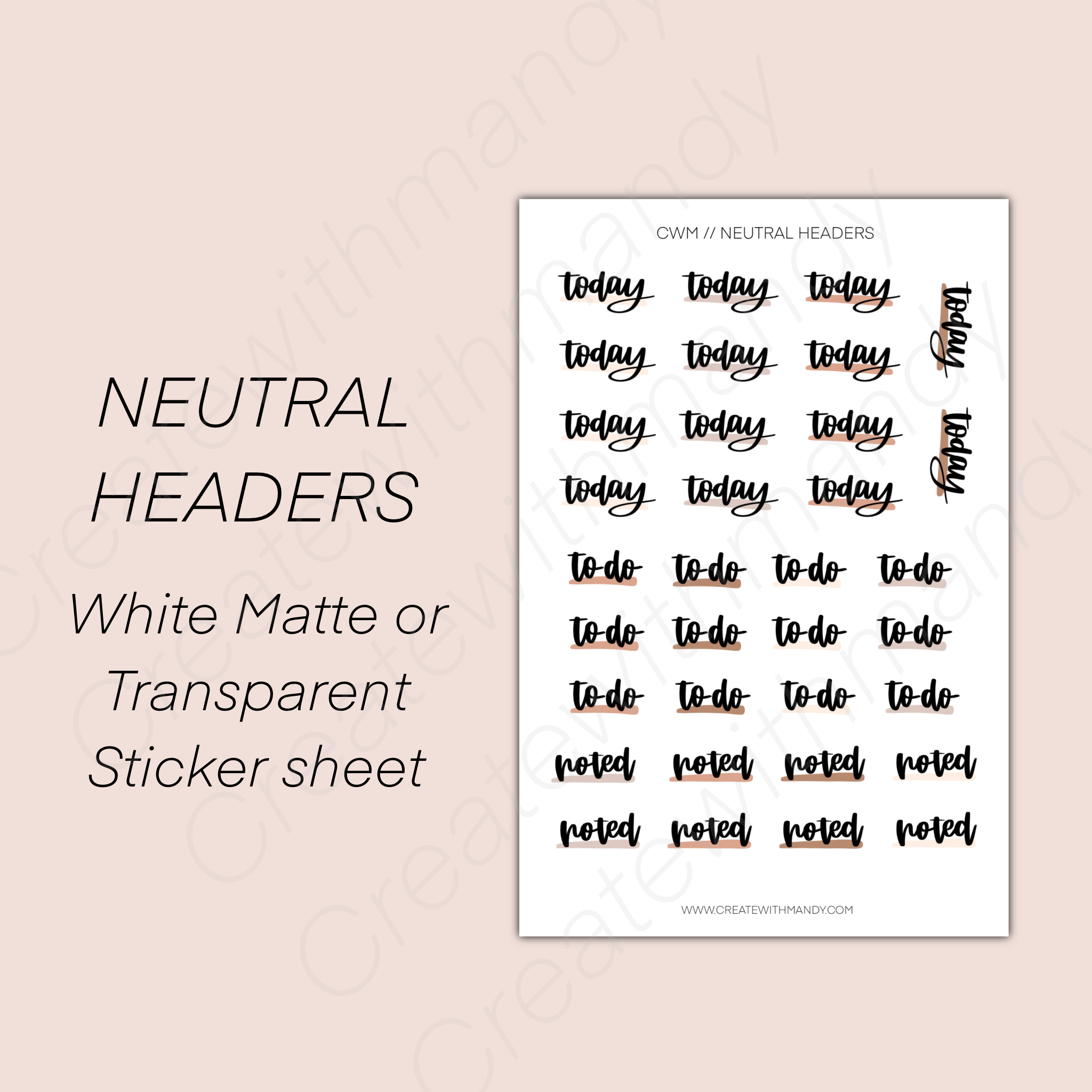 NEUTRAL HEADERS Sticker Sheet – CreatewithMandy