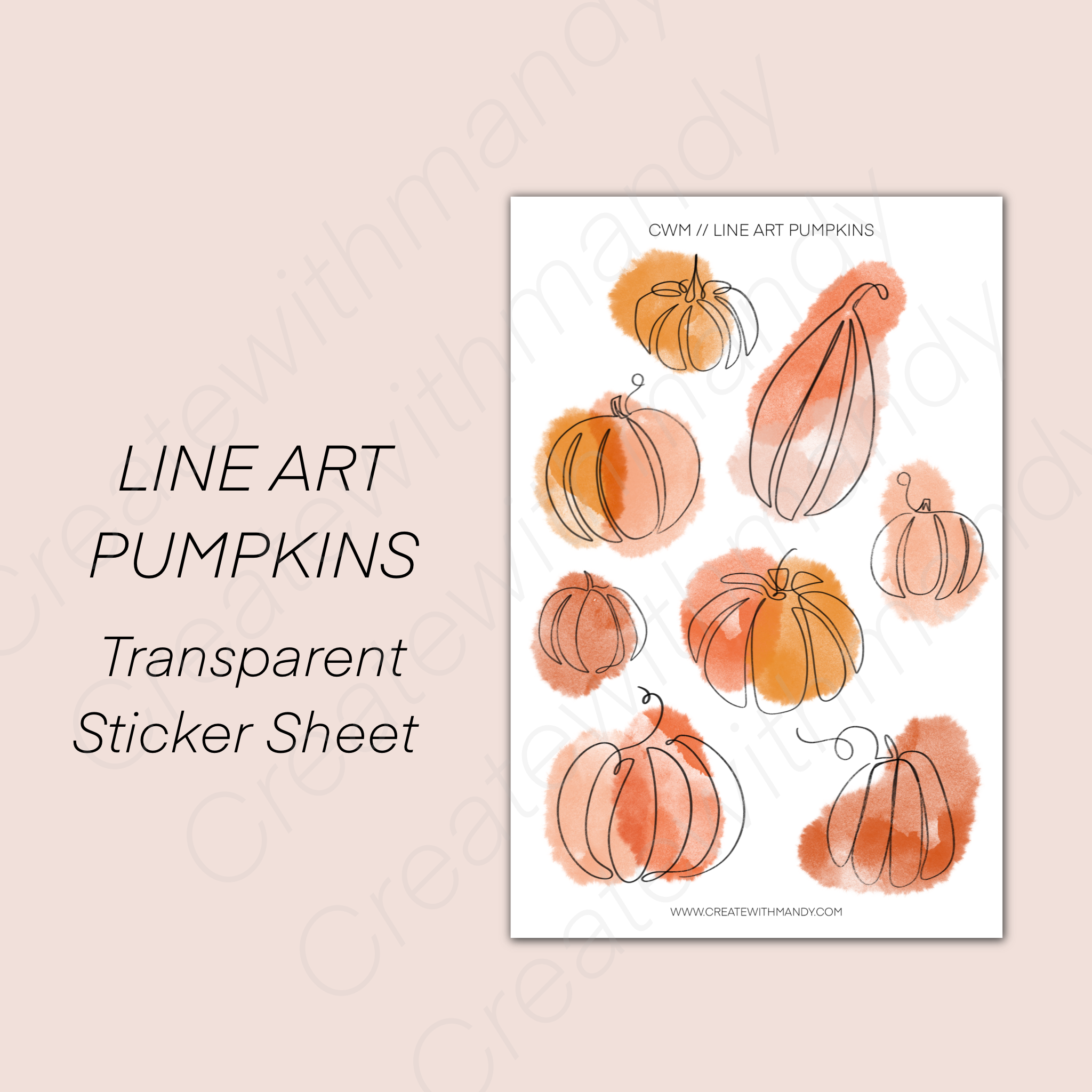 LINE ART PUMPKINS Transparent Sticker Sheet – CreatewithMandy