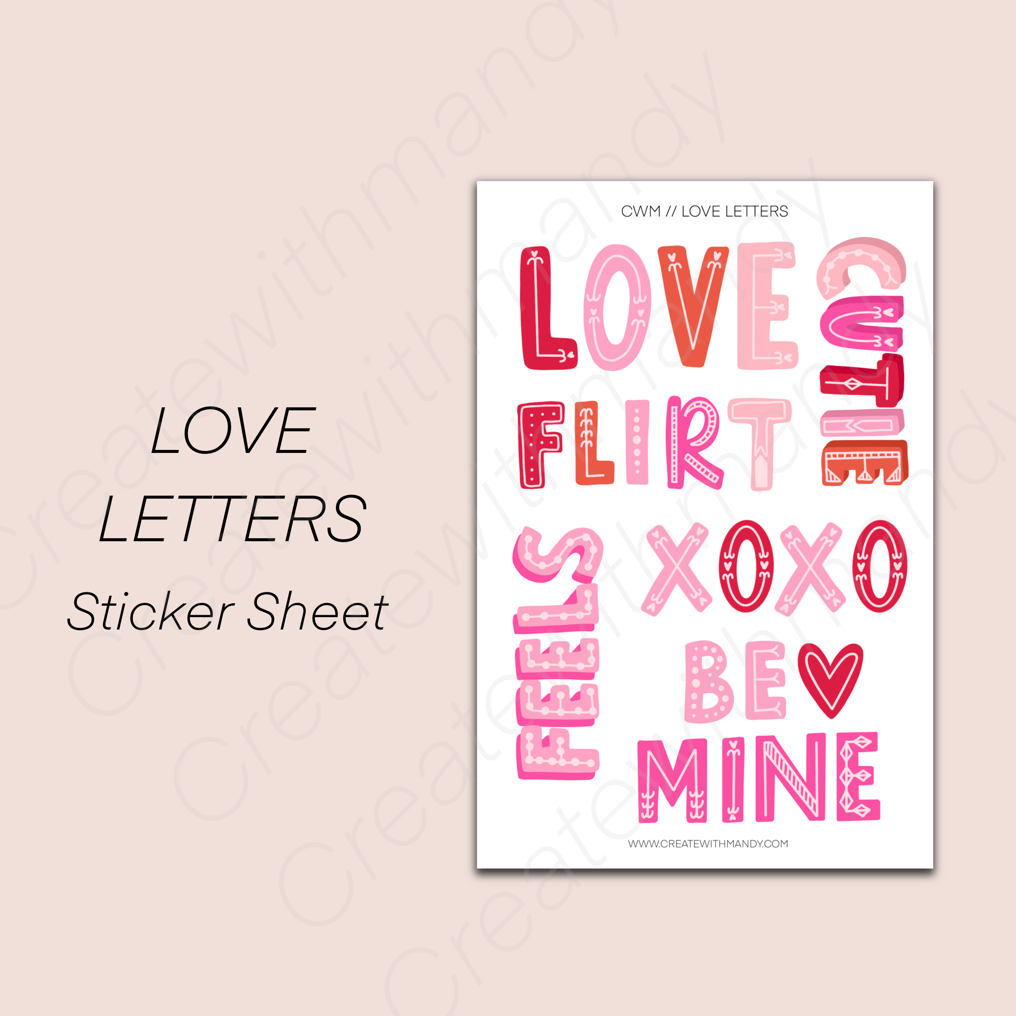 LOVE LETTERS Sticker Sheet – CreatewithMandy